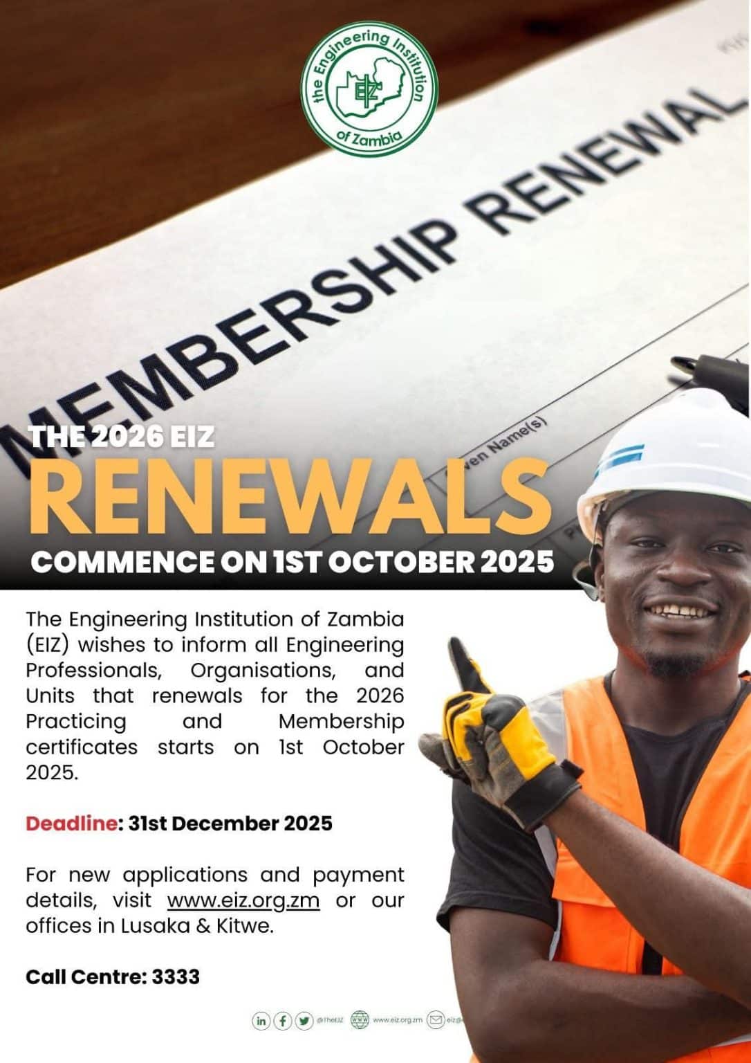 🛠️ EIZ Launches 2026 Membership and Practicing Certificate Renewals ...